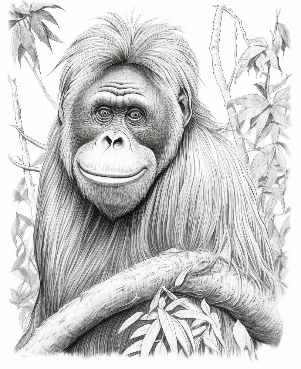 Printable Coloring Book for Adults, Monkeys, Beautiful and Realistic ...