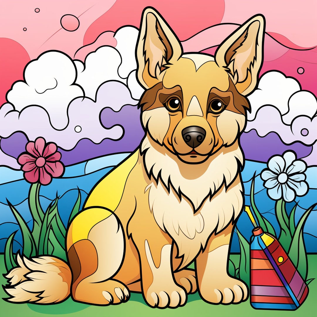 Coloring Book Dogs, Digital A4 for Children, Coloring for Kids, Dogs ...