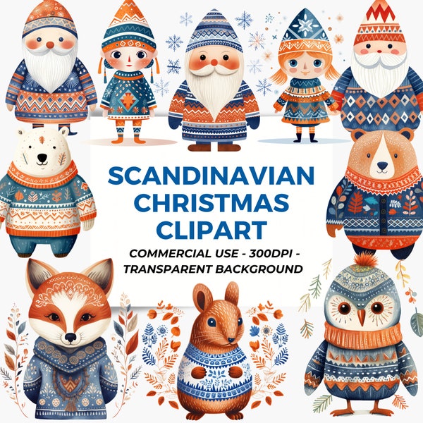 Nordic Santa Clipart - Etsy