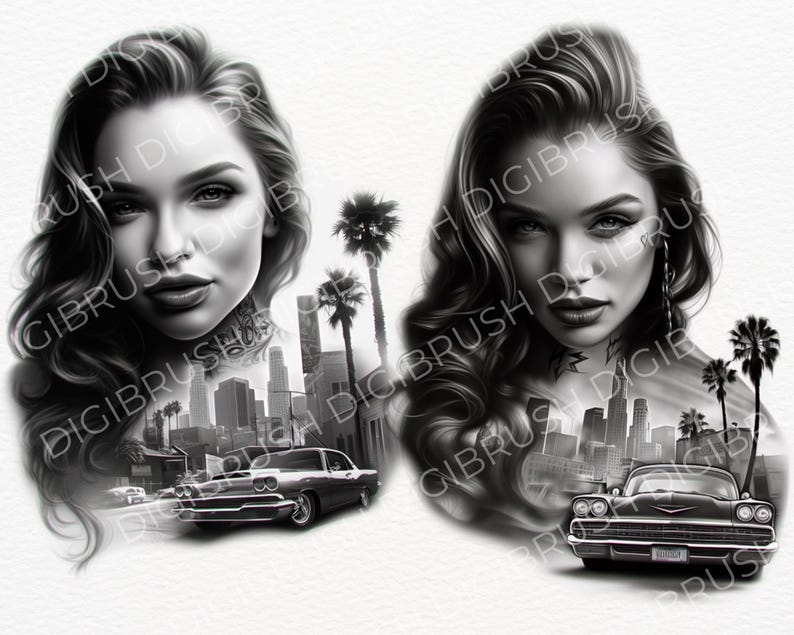 Chicano Tattoo Procreate Stamps: Gangsta Tattoo Design (digital ...