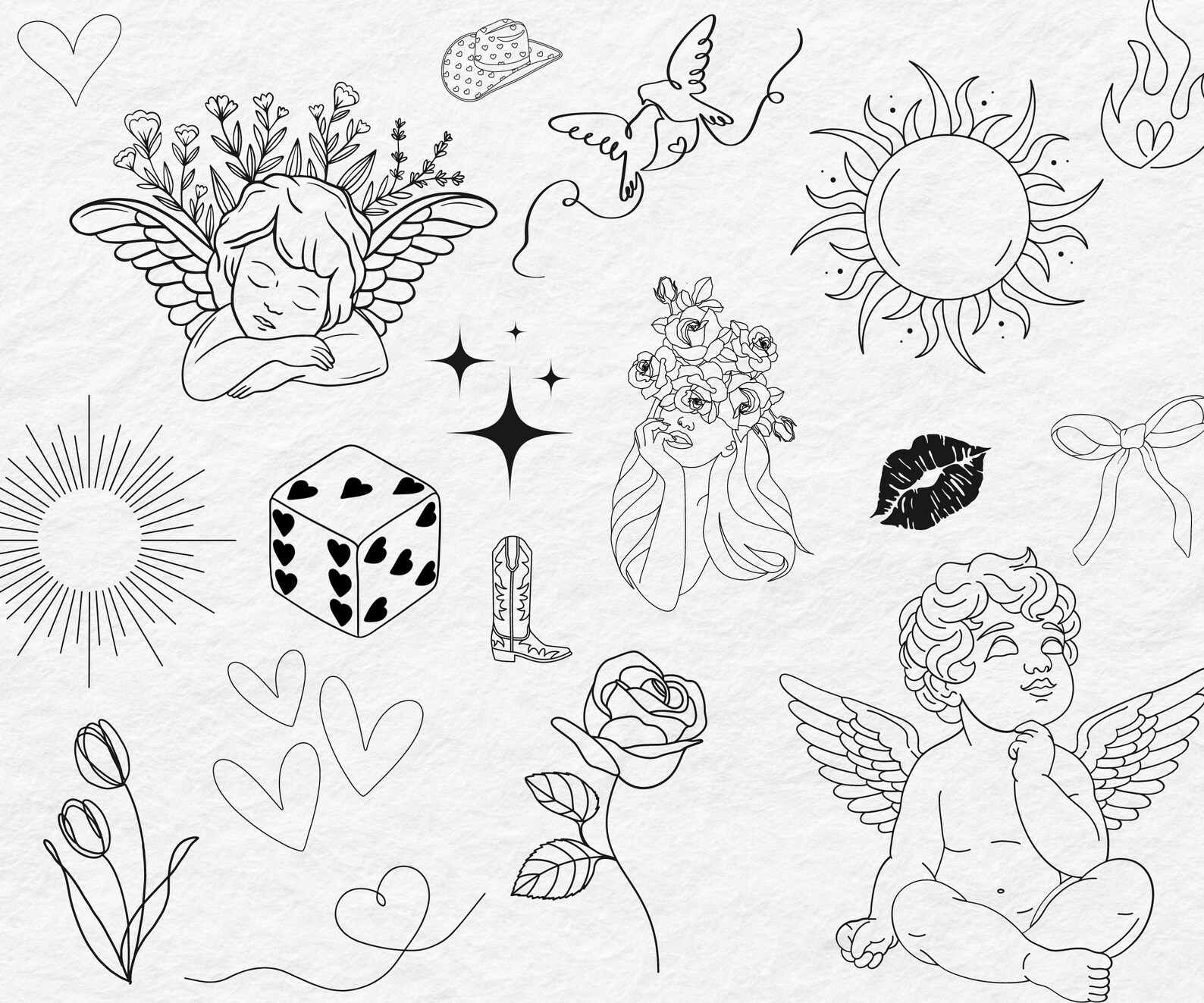 Girly Patchwork Tattoo Stamps: Floral Procreate Brushes - Etsy