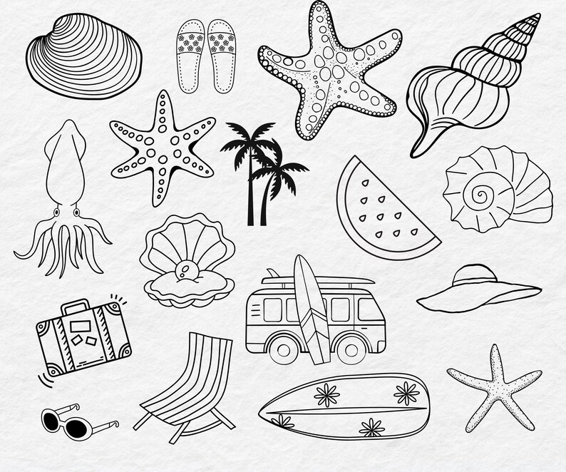 Seaside Tattoo Stamps: 100+ Summer Procreate Brushes - Etsy