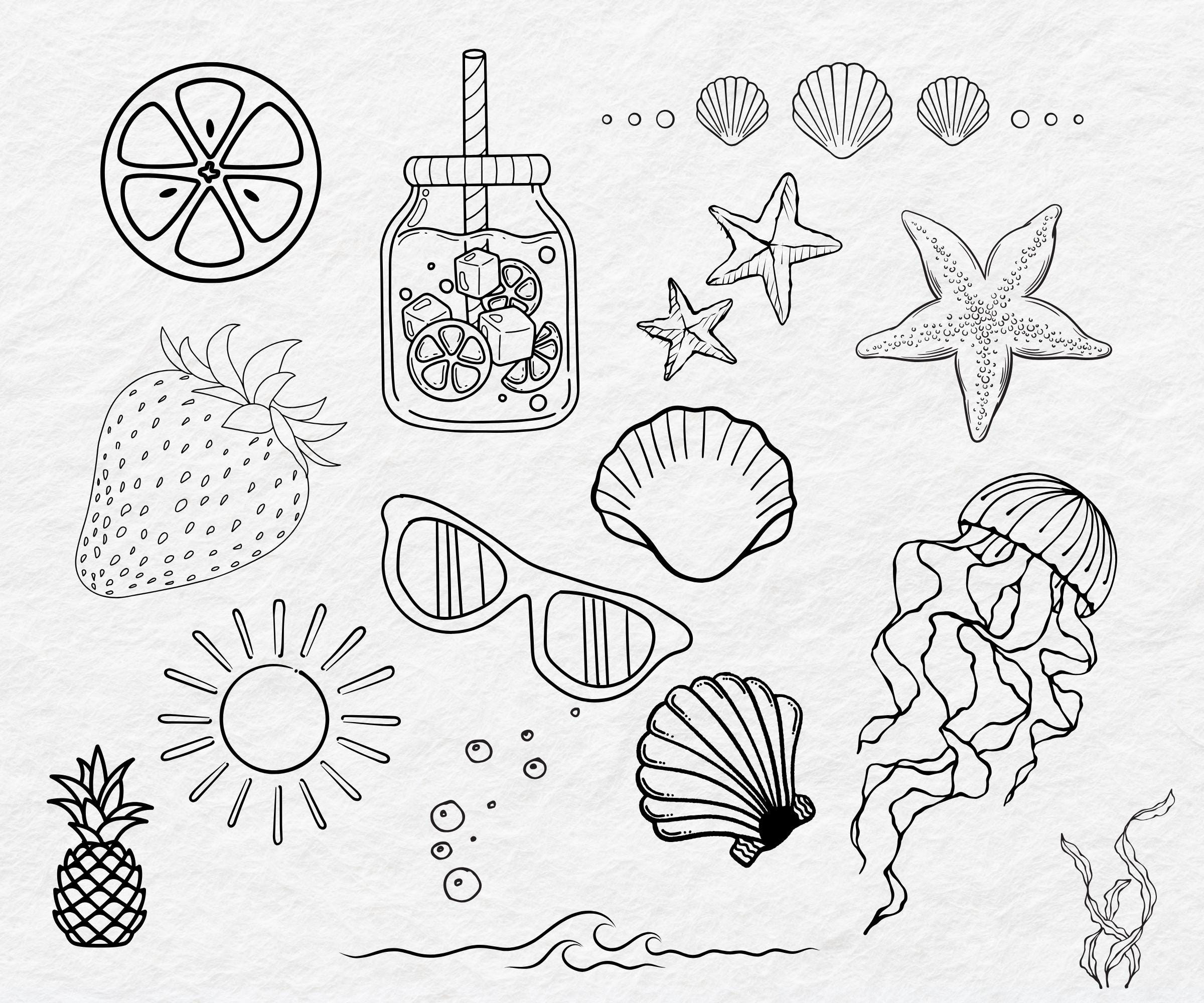Seaside Tattoo Stamps: 100+ Summer Procreate Brushes - Etsy