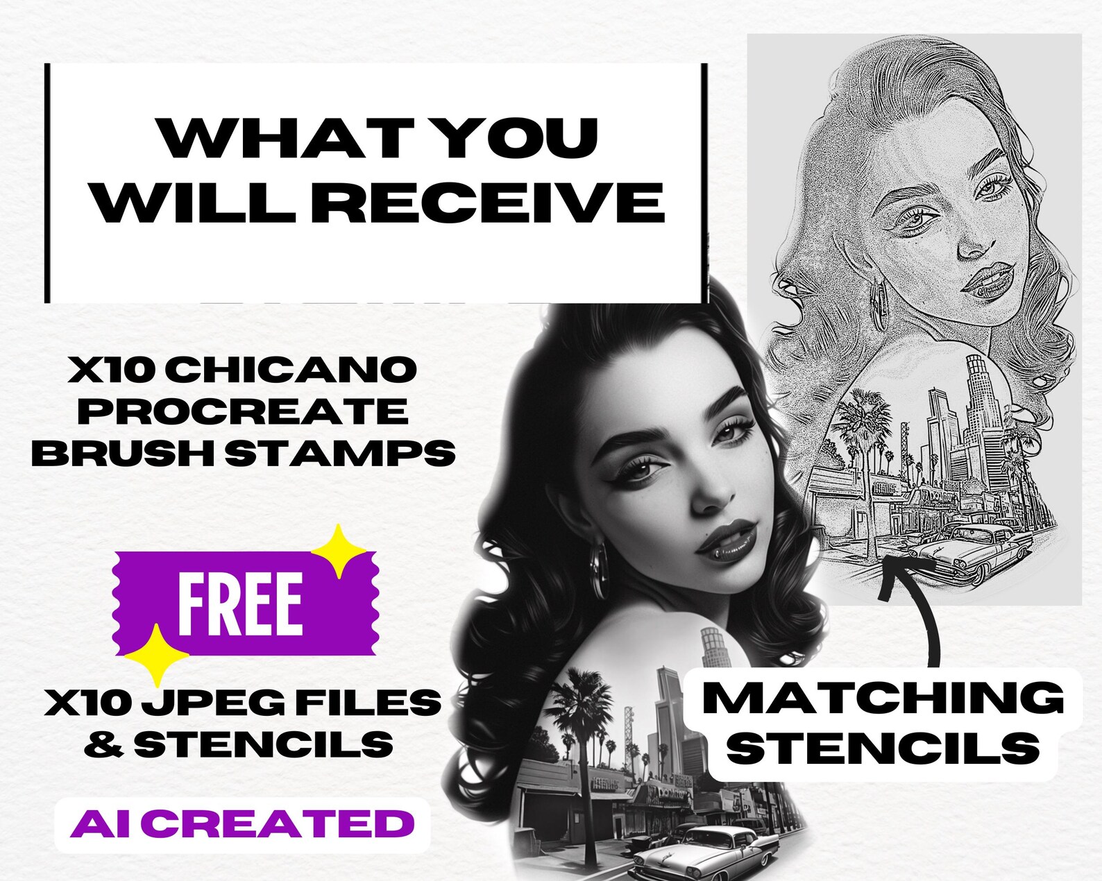 Chicano Tattoo Procreate Stamps: Gangsta Tattoo Design (digital ...