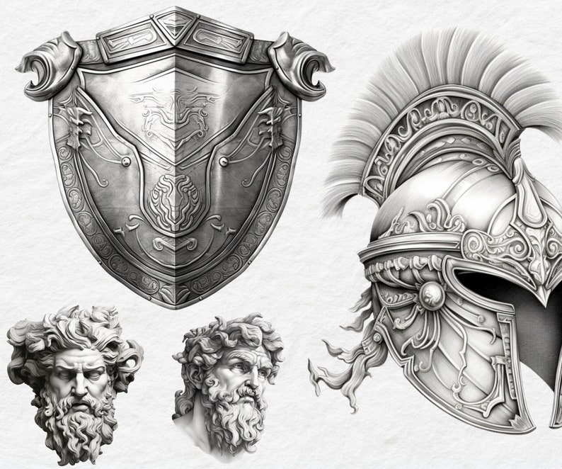 100 Greek Mythology Procreate Tattoo Stamps, Procreate Brushes, Spartan ...