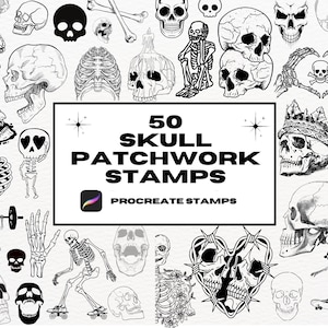 Skull Procreate Tattoo Stamps, Procreate Brushes, Skeleton Tattoo ...
