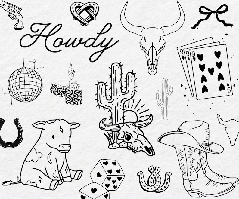 Wild West Procreate Tattoo Stamps, Procreate Brushes, Cowgirl Tattoo ...