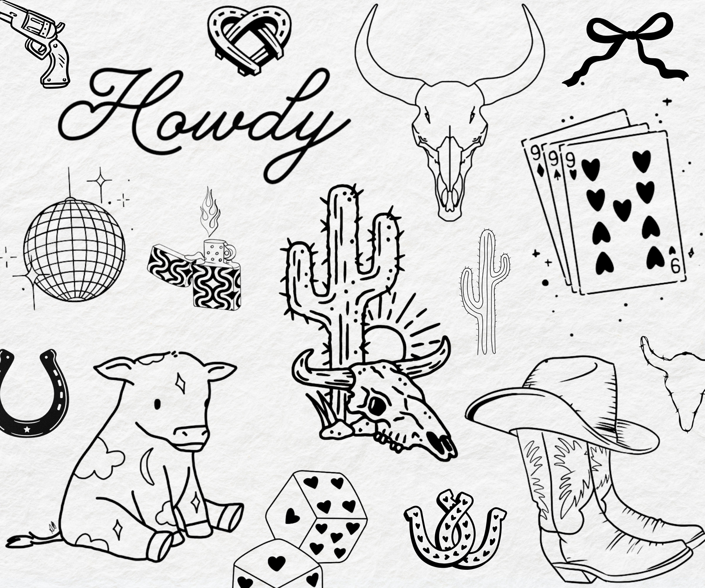 Wild West Procreate Tattoo Stamps, Procreate Brushes, Cowgirl Tattoo ...