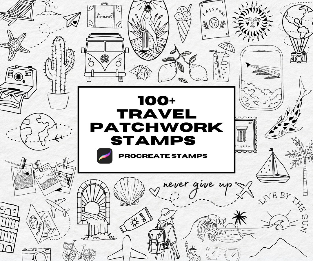 Travel Procreate Tattoo Stamps, Procreate Brushes, Summer Tattoo Stamps ...