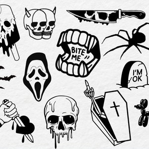 Horror Tattoo Procreate Stamps: Gothic Patchwork Outlines (75+) - Etsy