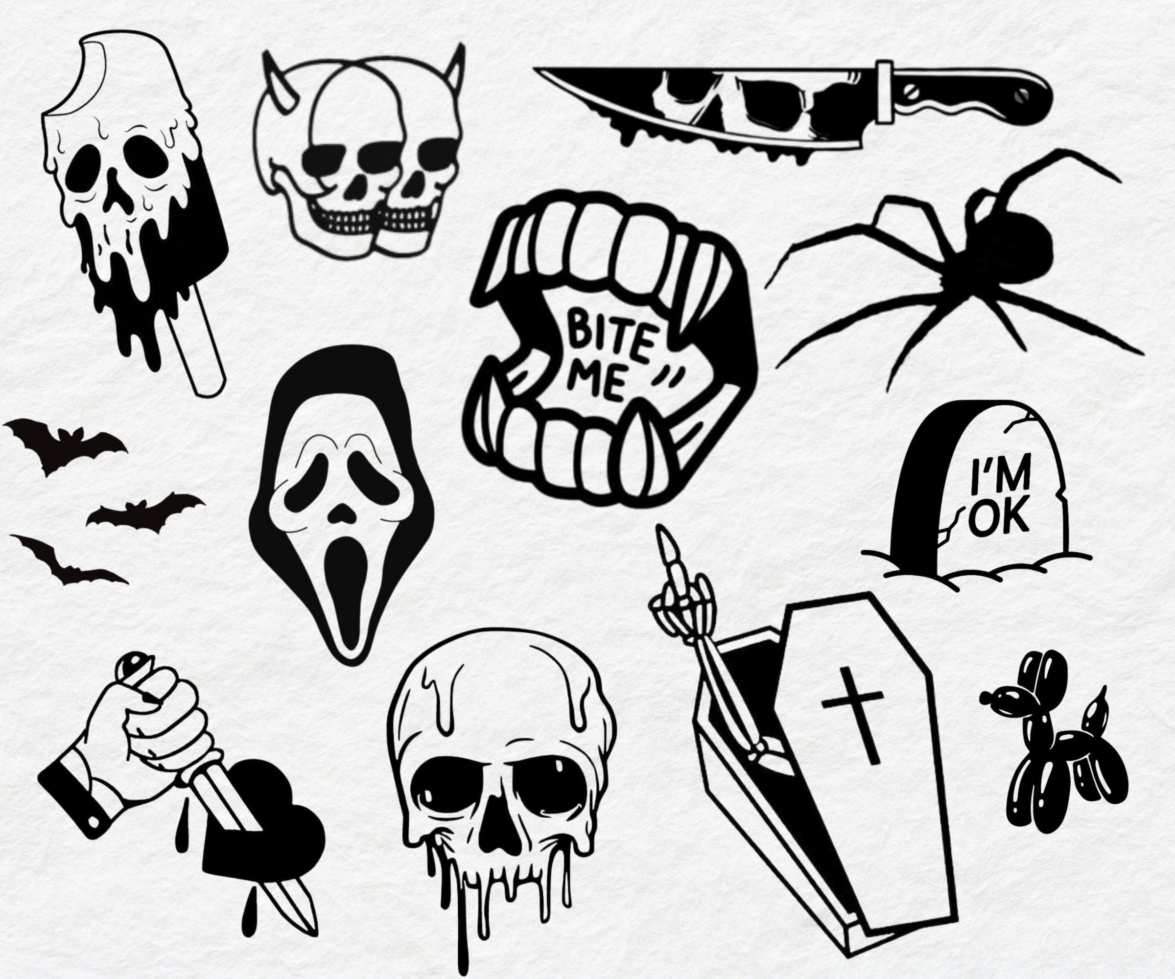 Horror Tattoo Procreate Stamps: Gothic Patchwork Outlines (75+) - Etsy