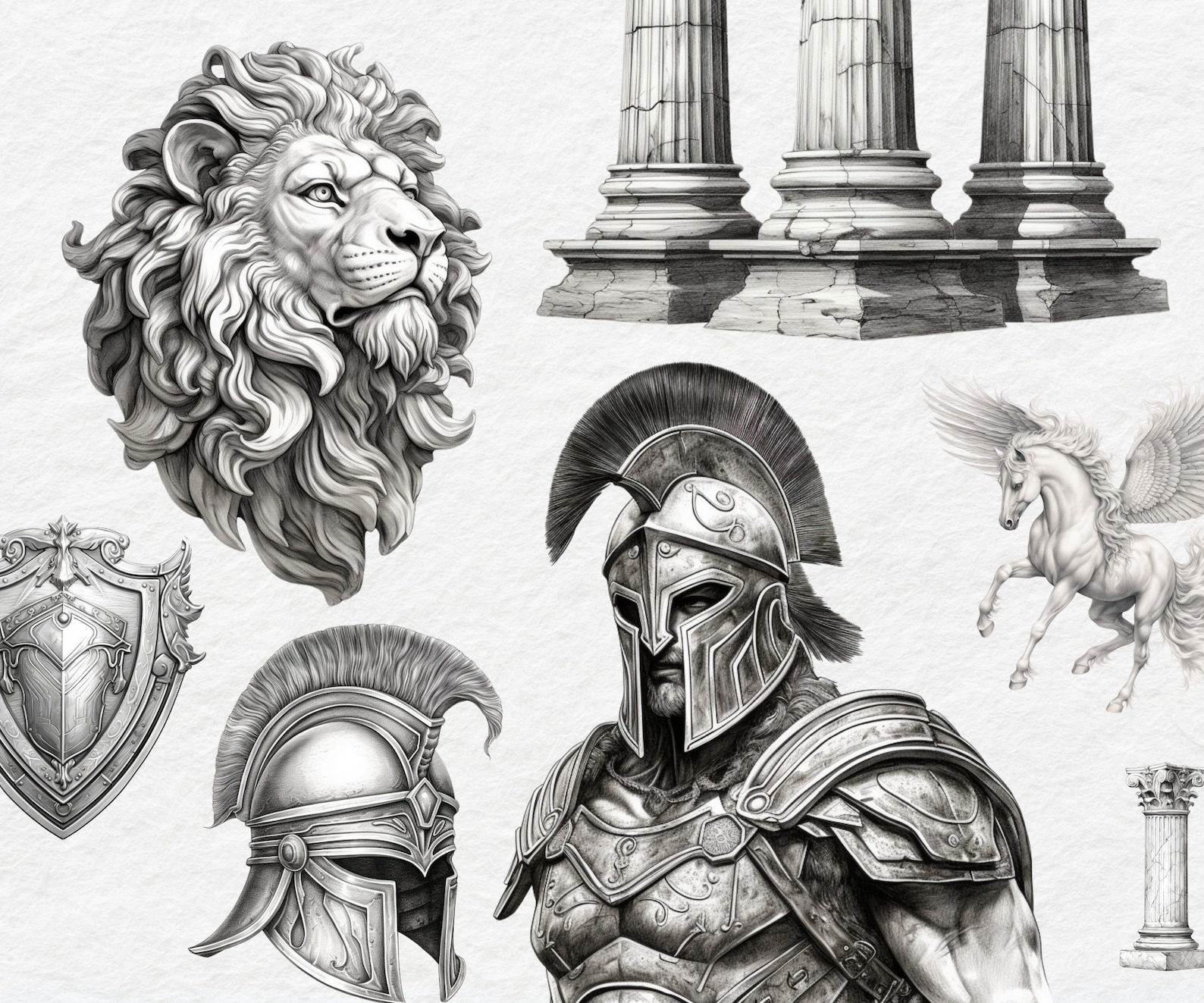 100 Greek Mythology Procreate Tattoo Stamps, Procreate Brushes, Spartan ...