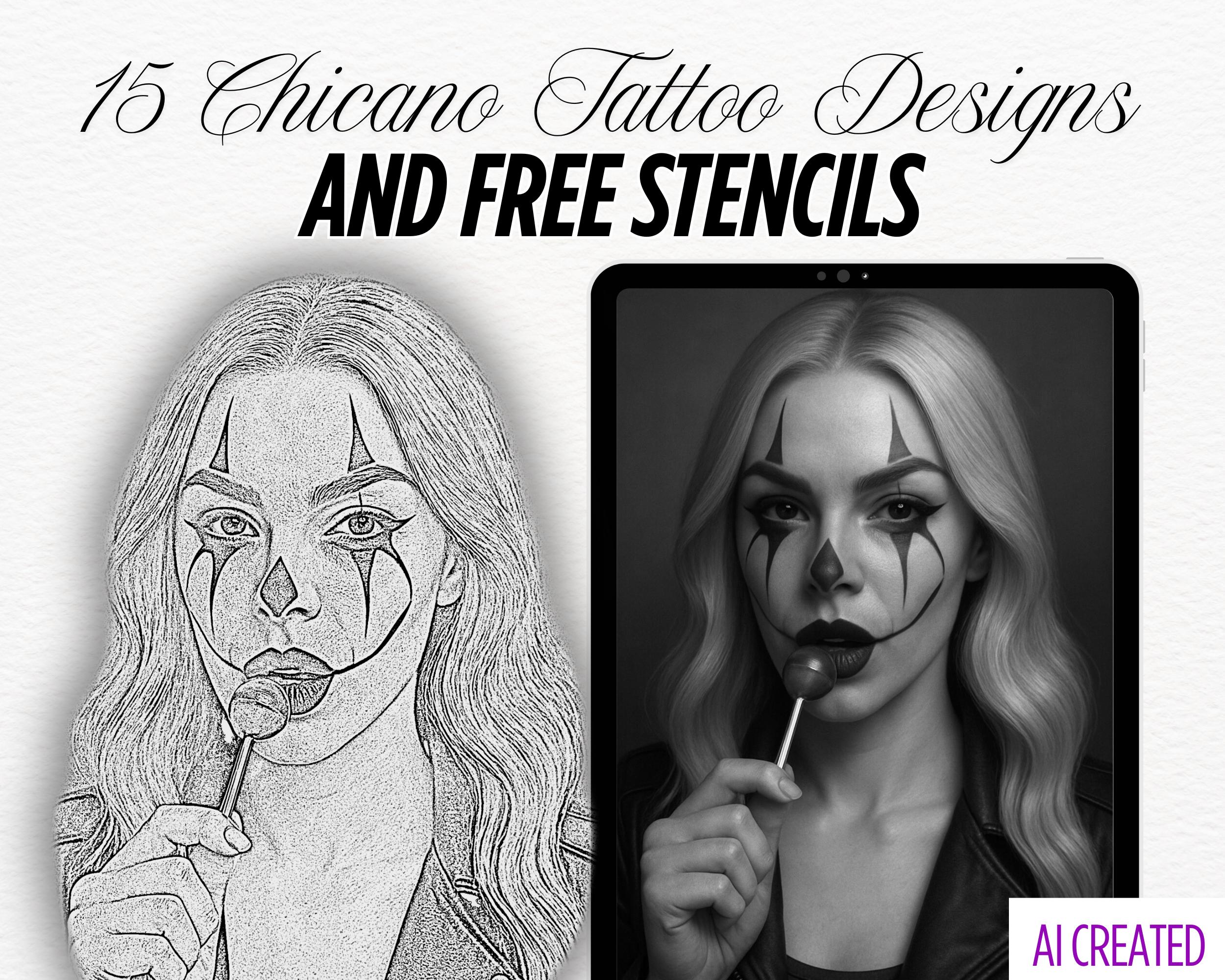 Outline chicano tattoo stencils - Bronctattooaus.com