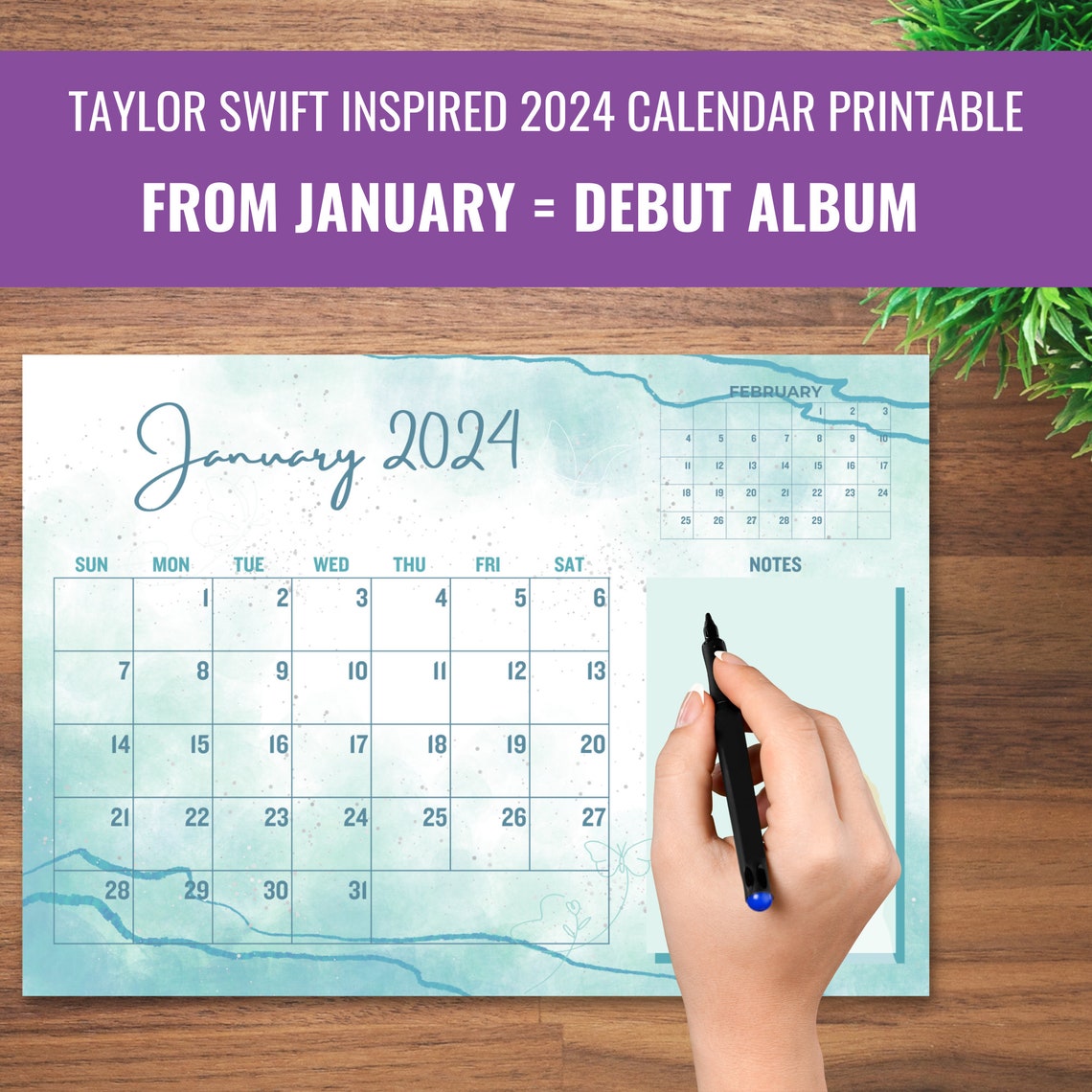 Taylor Swift Calendar Printable Taylor Swift Monthly Calendar 2024 ...