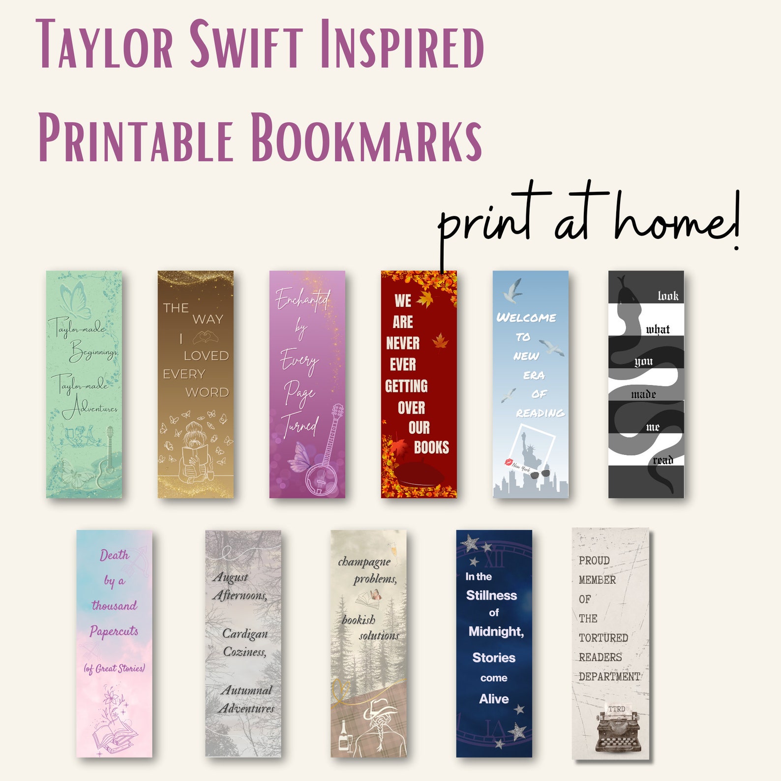 Taylor Swift Bookmark Set Taylor Swift Merch Book Lover Gift Swiftie ...