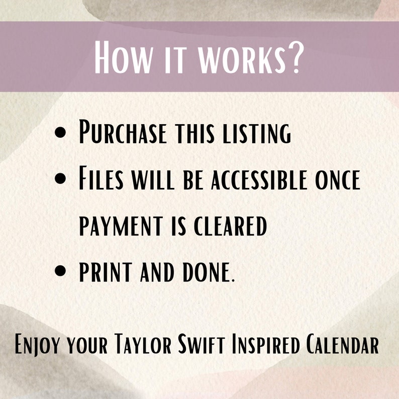 Taylor Swift Calendar Printable Taylor Swift Monthly Calendar 2024 ...