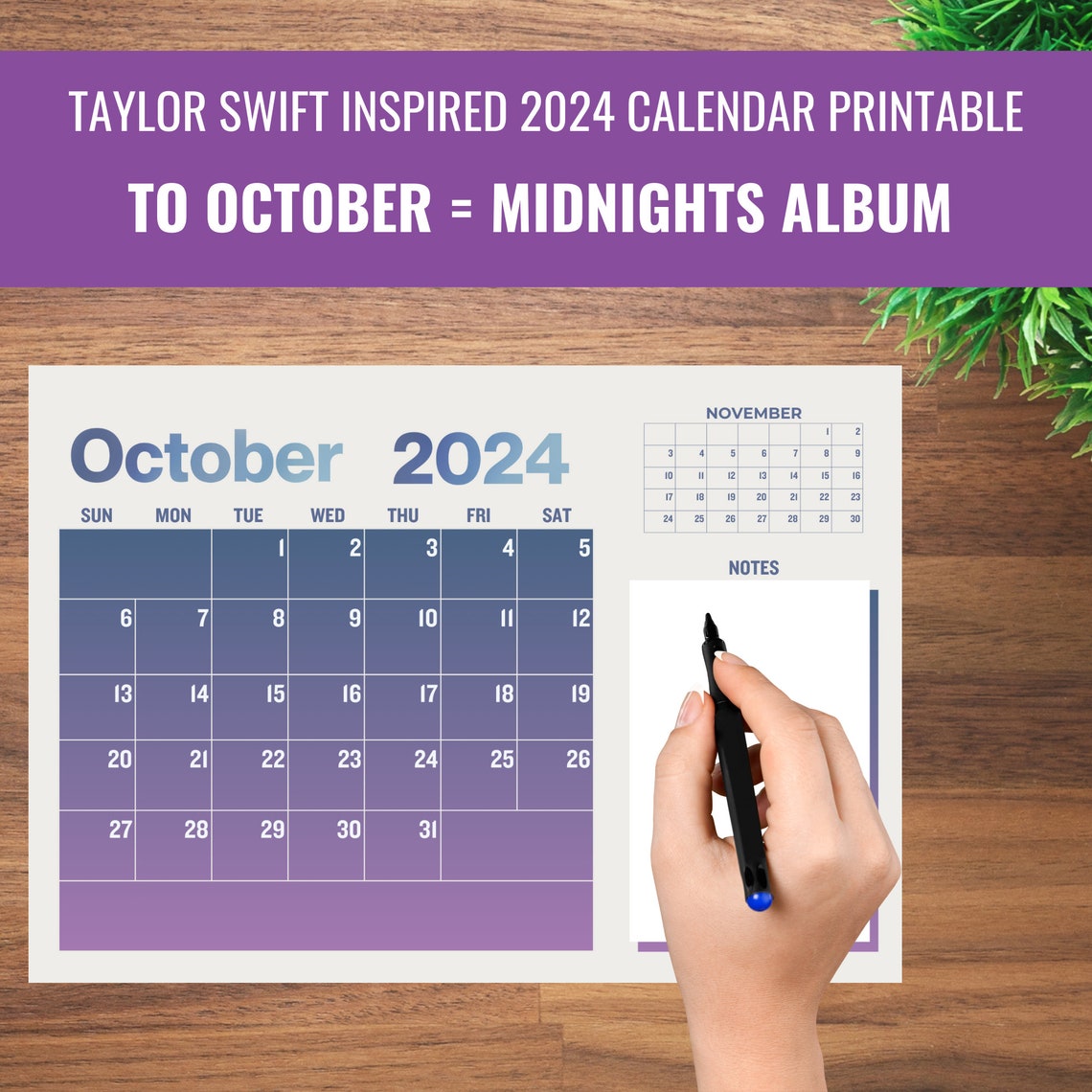 Taylor Swift Calendar Printable Taylor Swift Monthly Calendar 2024 ...