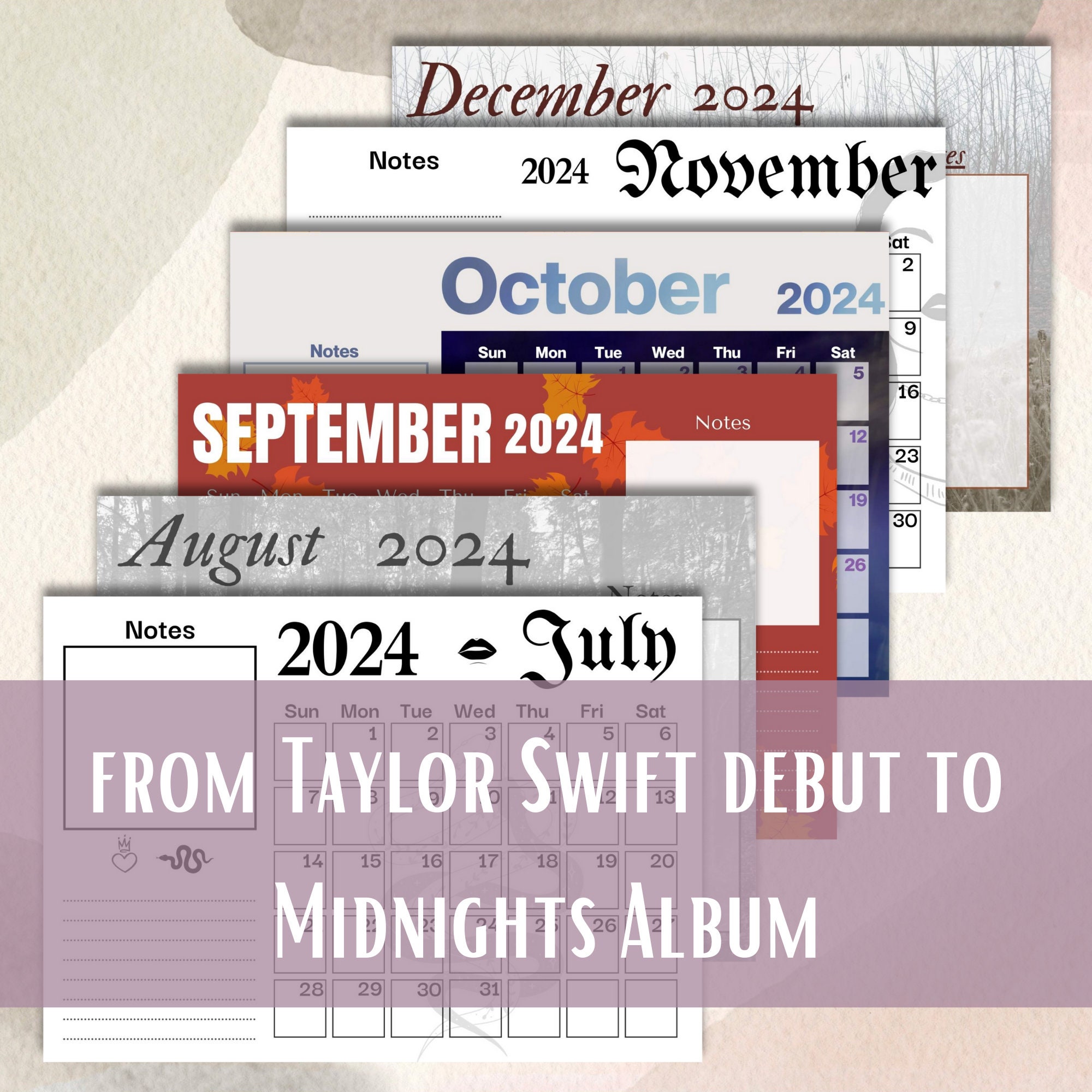 Taylor Swift Calendar Printable Taylor Swift Monthly Calendar 2024 ...