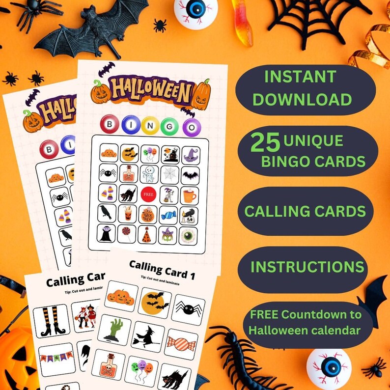 25 Halloween BINGO Cards Printable, Halloween Activity Game, Classroom ...