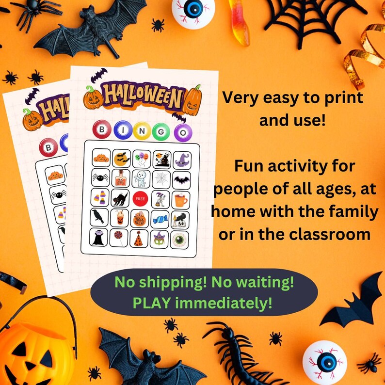 25 Halloween BINGO Cards Printable, Halloween Activity Game, Classroom ...