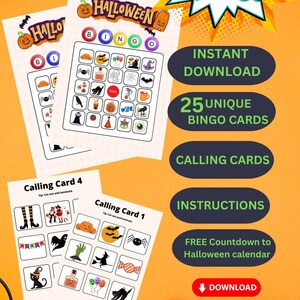 25 Halloween BINGO Cards Printable, Halloween Activity Game, Classroom ...