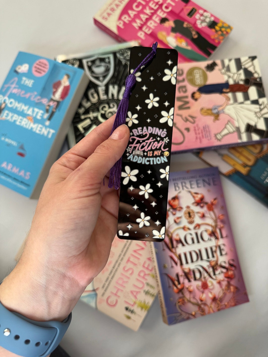 Fiction Addiction Black Acrylic Bookmark | Cute Bookmark | Book Lover ...