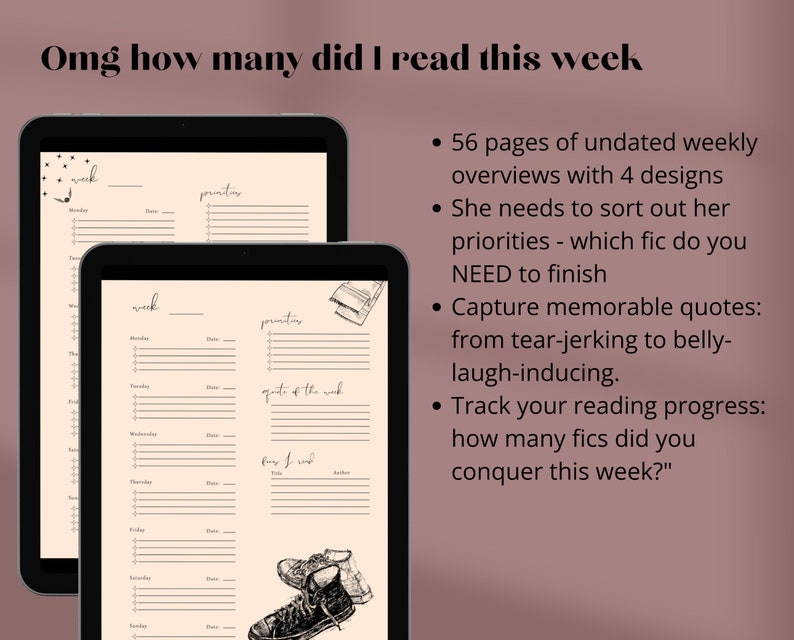 Printable Undated Weekly Wizarding Fanfiction Fanfic Planner - Etsy