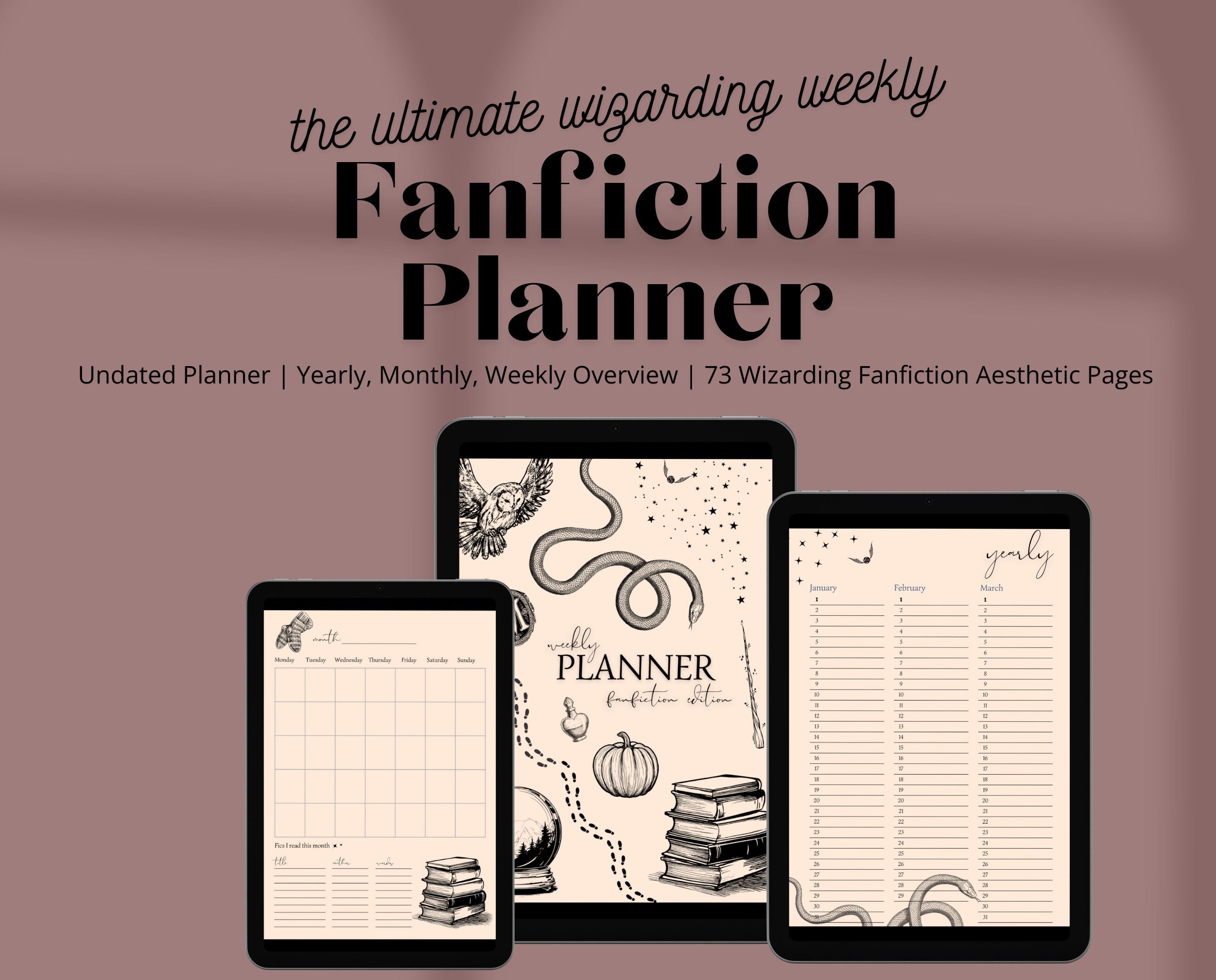 Printable Undated Weekly Wizarding Fanfiction Fanfic Planner - Etsy