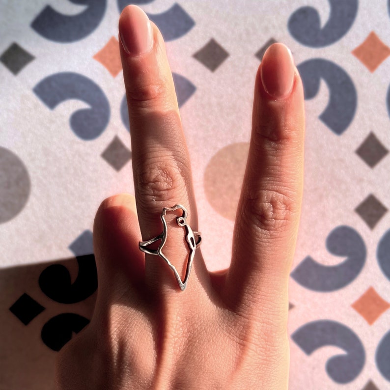 Palestine Map Ring | Palestine Country Ring | Silver Palestine Ring ...