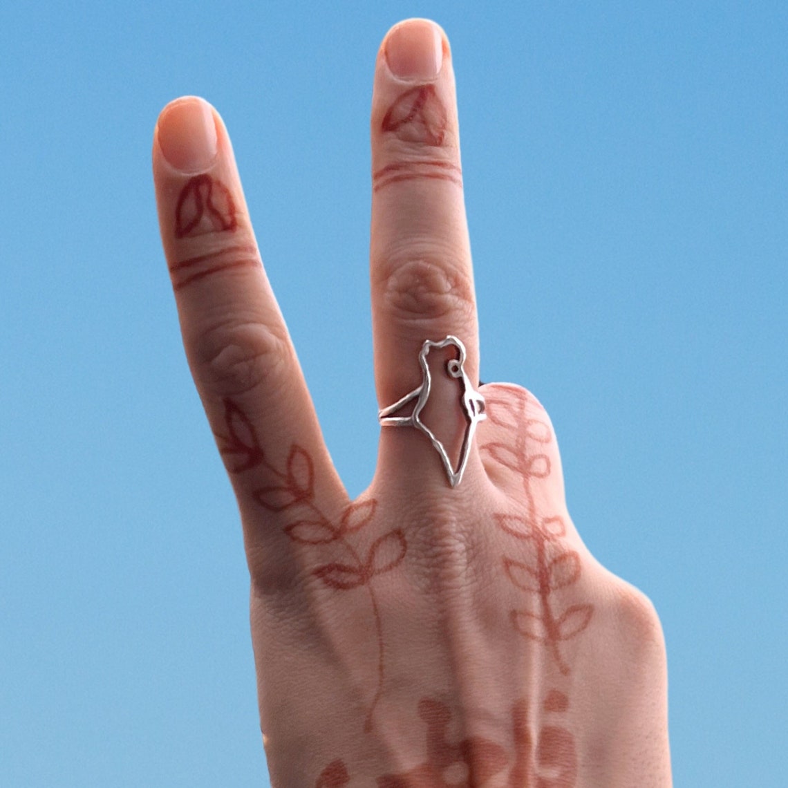 Palestine Map Ring | Palestine Country Ring | Silver Palestine Ring ...