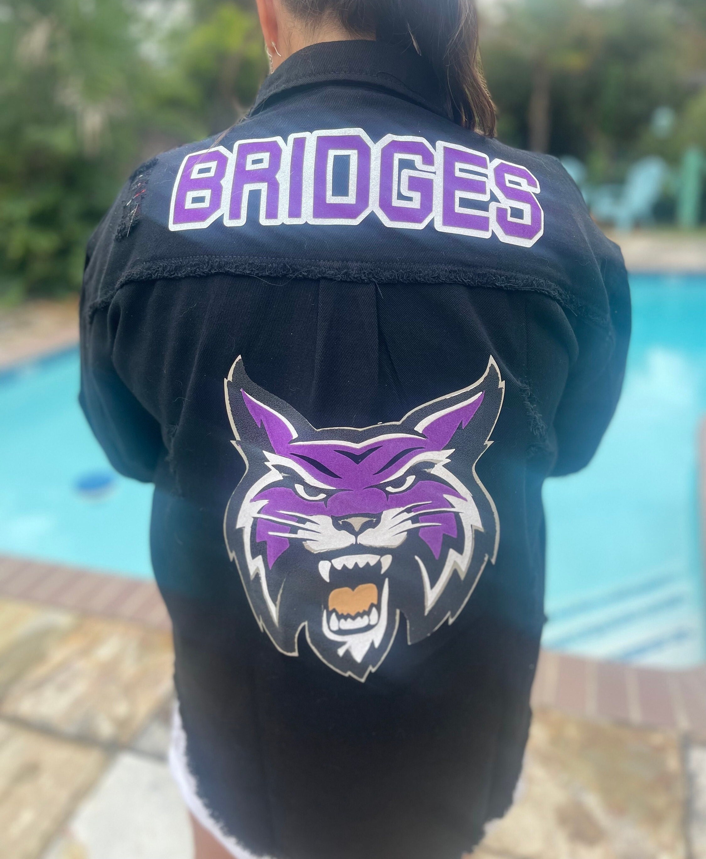 Custom Team Mascot Oversized Jacket, Team Name Jean Jacket, Custom ...