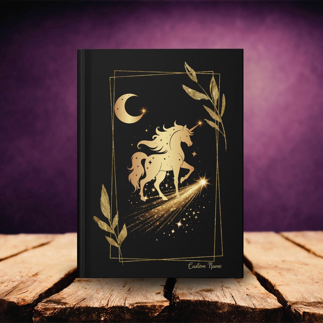 Gold Unicorn Gift Crescent Moon Book Magic Moon Journal Notebook ...