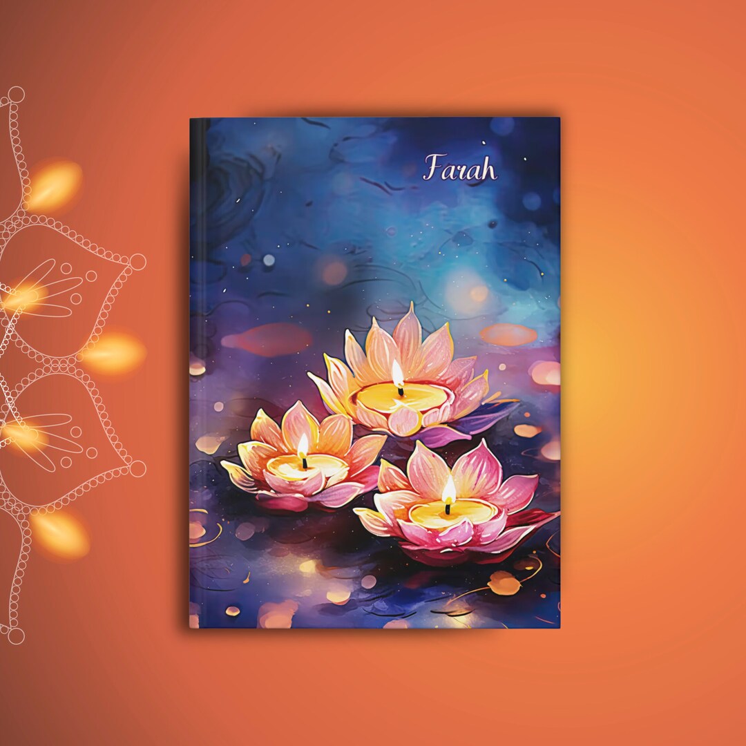 Diwali Gift Lotus Journal Personalized Notebook Hardcover Gratitude ...