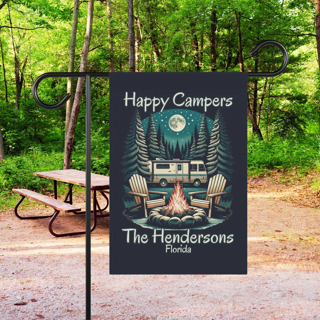 Custom Camping Flag Personalized RV Sign Family Camping Sign Camper ...