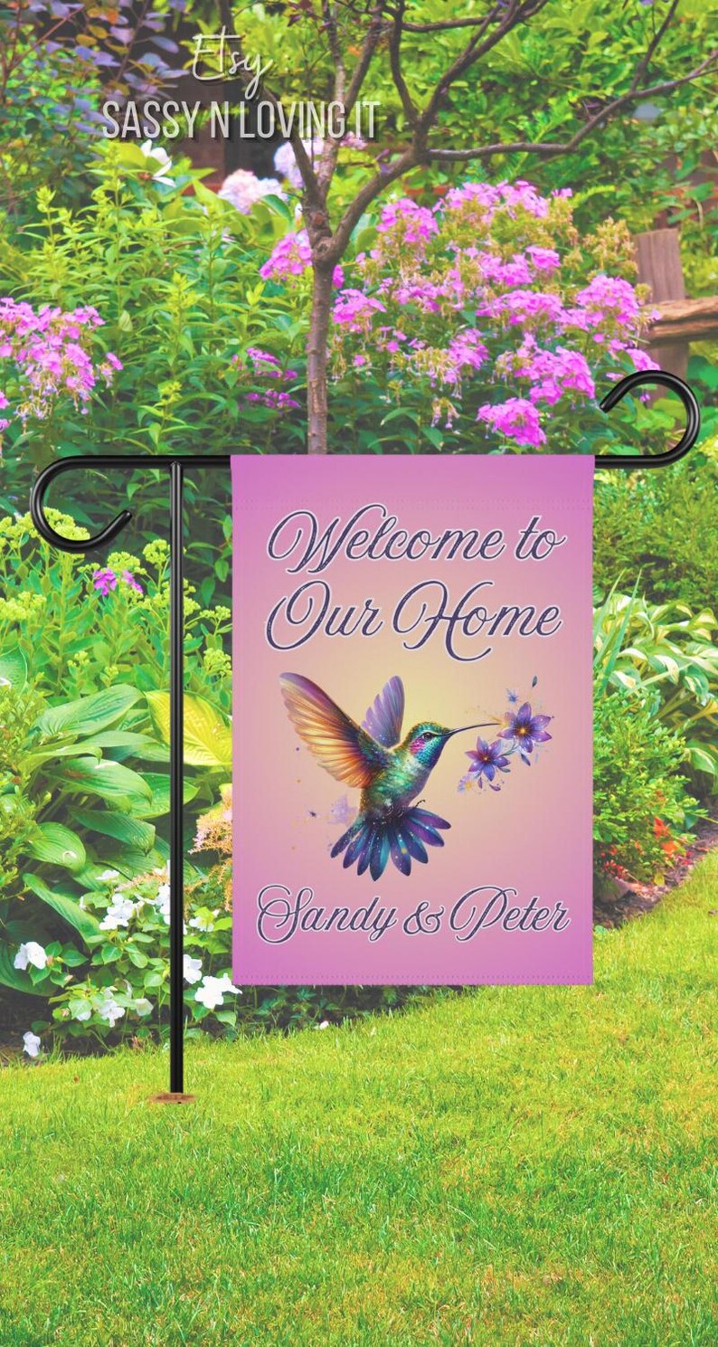 Hummingbird Sign for Door Welcome Flag Garden Sign Custom Hummingbird ...
