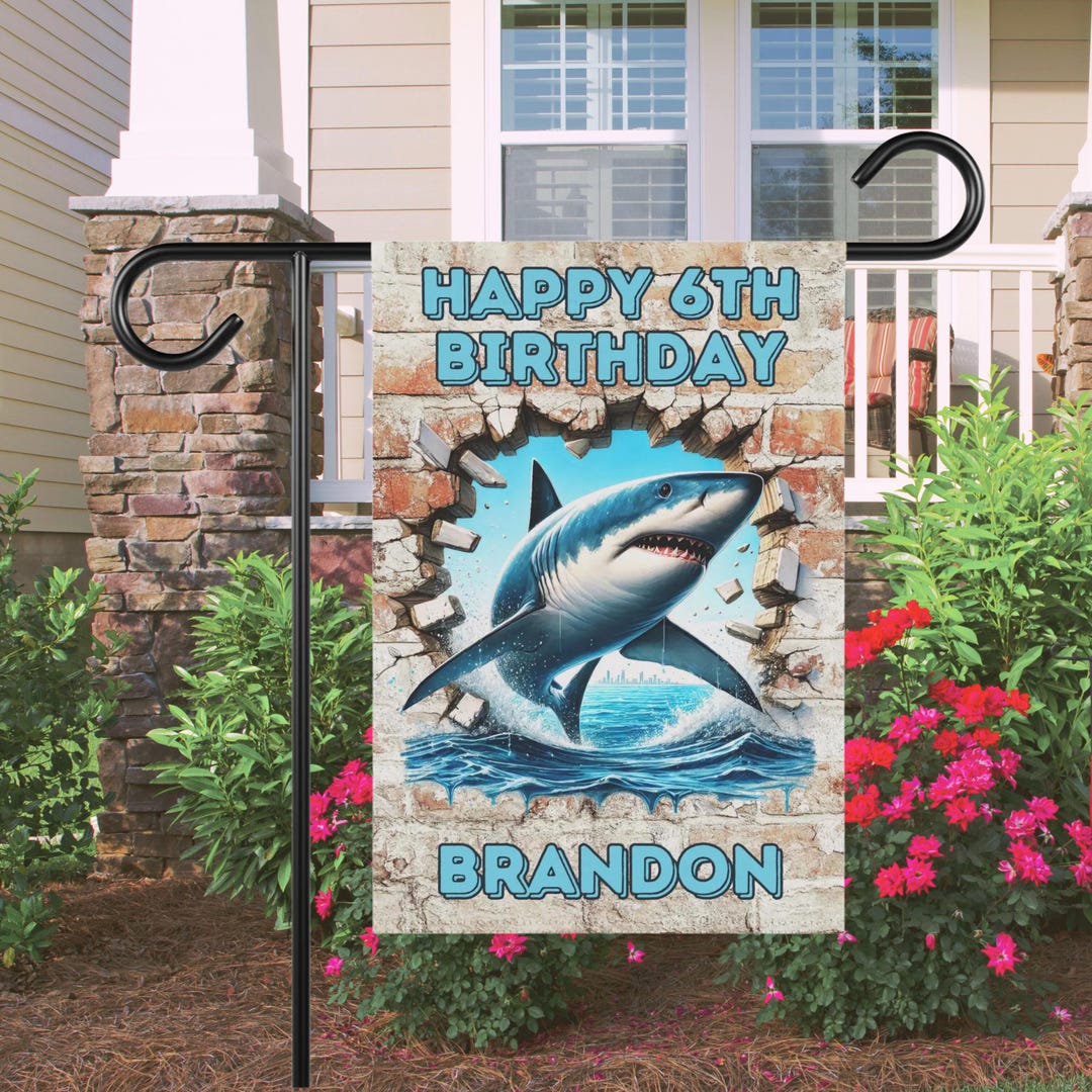 Shark Decor Birthday Sign for Birthday Party Yard Sign Banner Flag ...