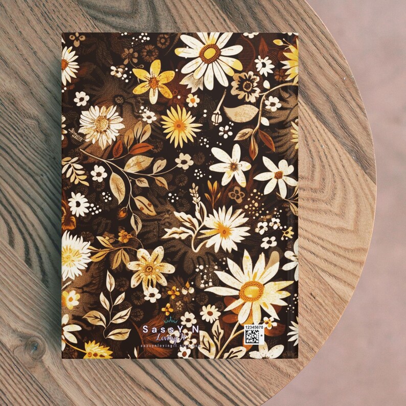 Vintage Flower Notebook Floral Brown Journal Hardcover Notebook ...