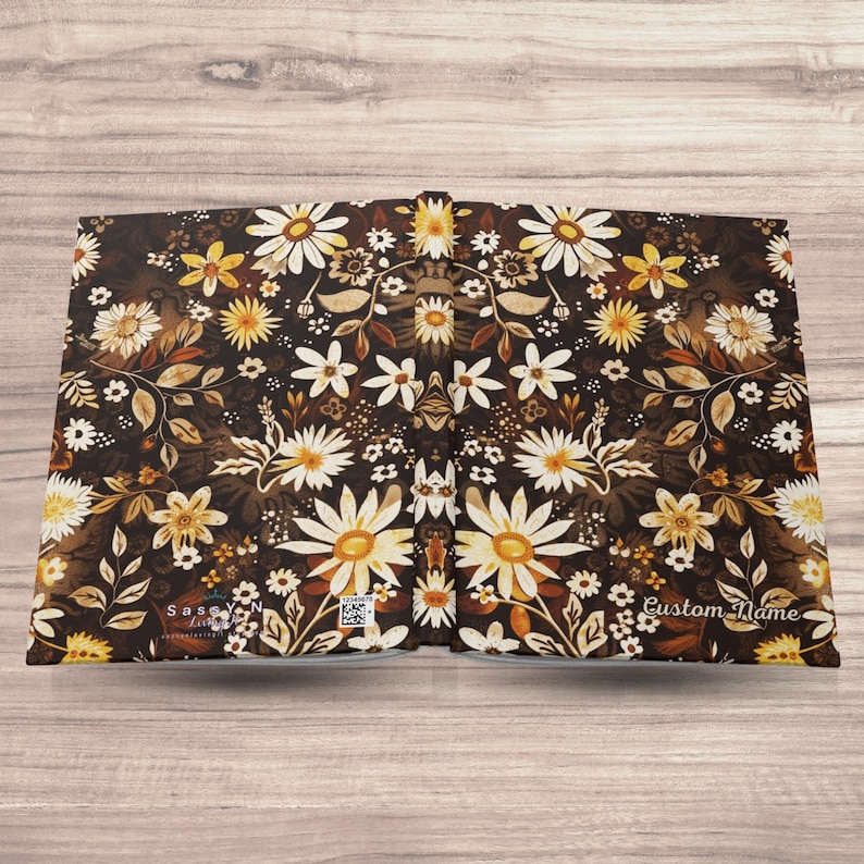 Vintage Flower Notebook Floral Brown Journal Hardcover Notebook ...
