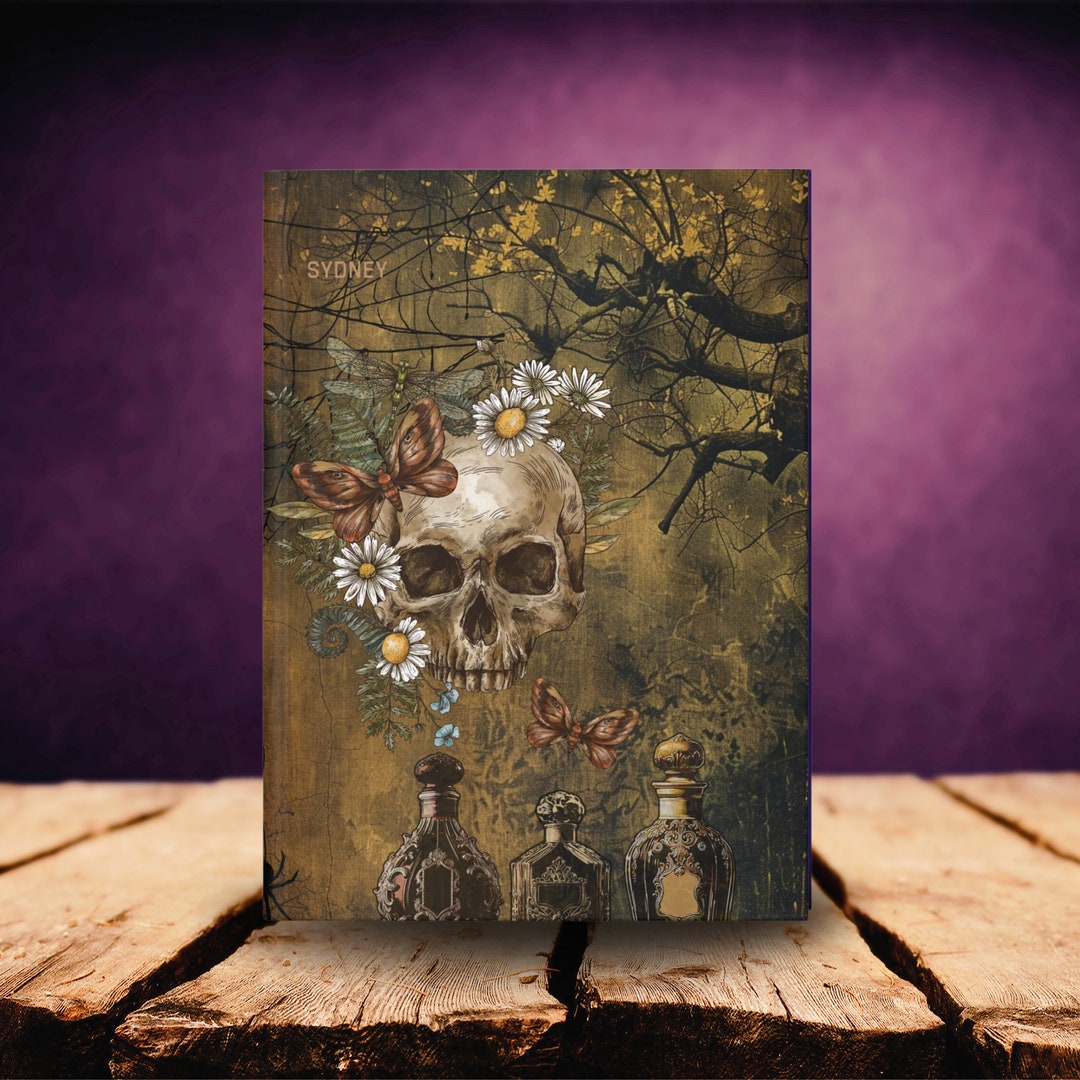 Gothic Skull and Butterflies Flower Journal Notebook Hardcover Journal ...