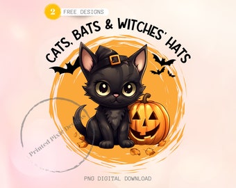 Cute Halloween Cat Clipart, Kids Halloween Clipart, Instant Download ...