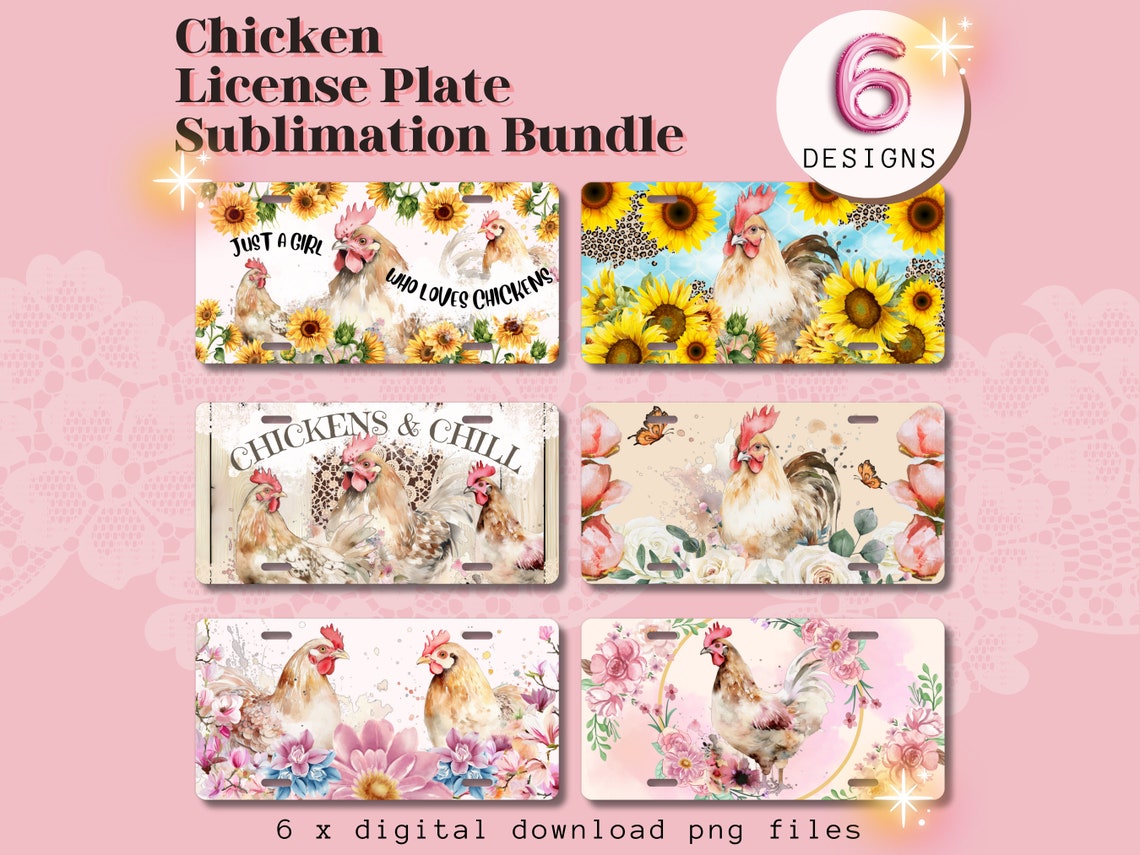 Chicken License Plate Png Bundle Chicken Sublimation License - Etsy