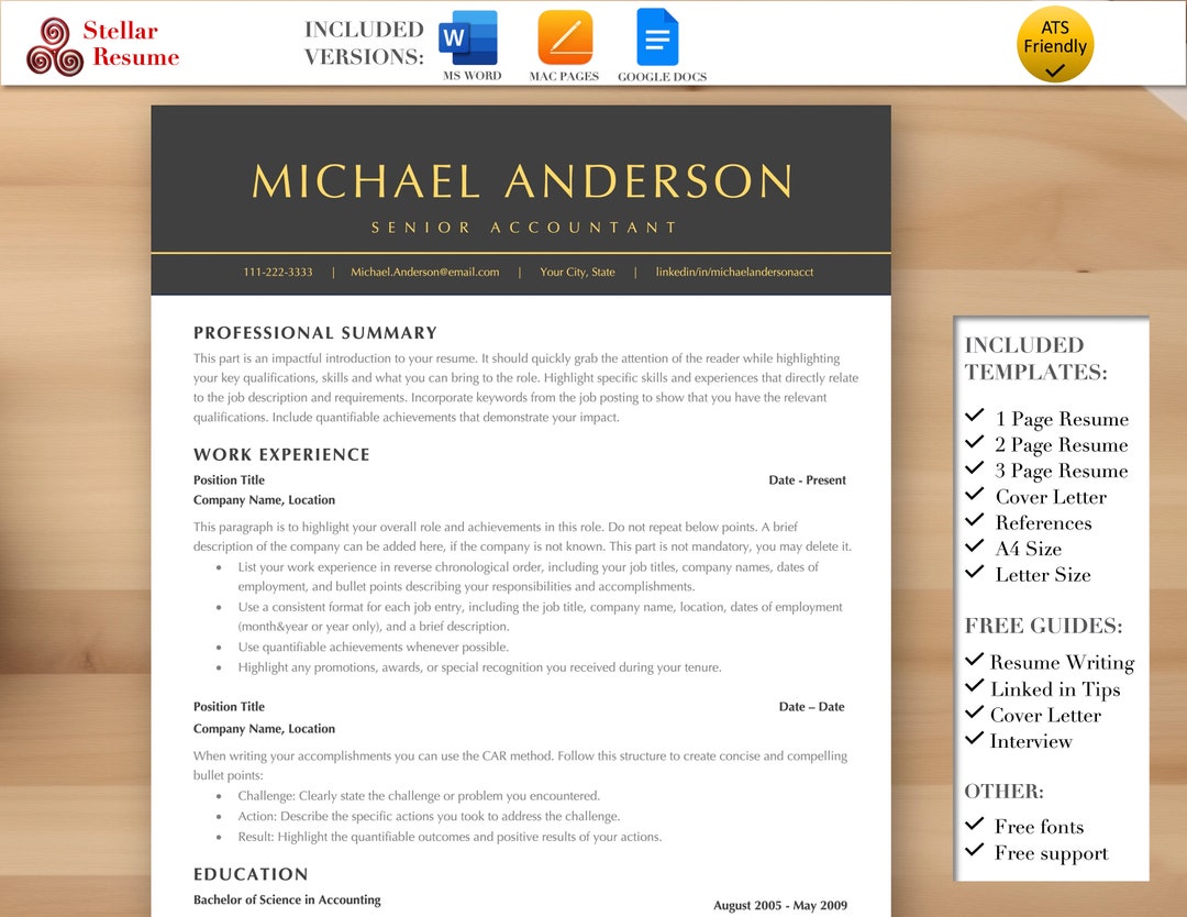 ATS Friendly Superior Resume CV Template UK Jet Template Cv - Etsy