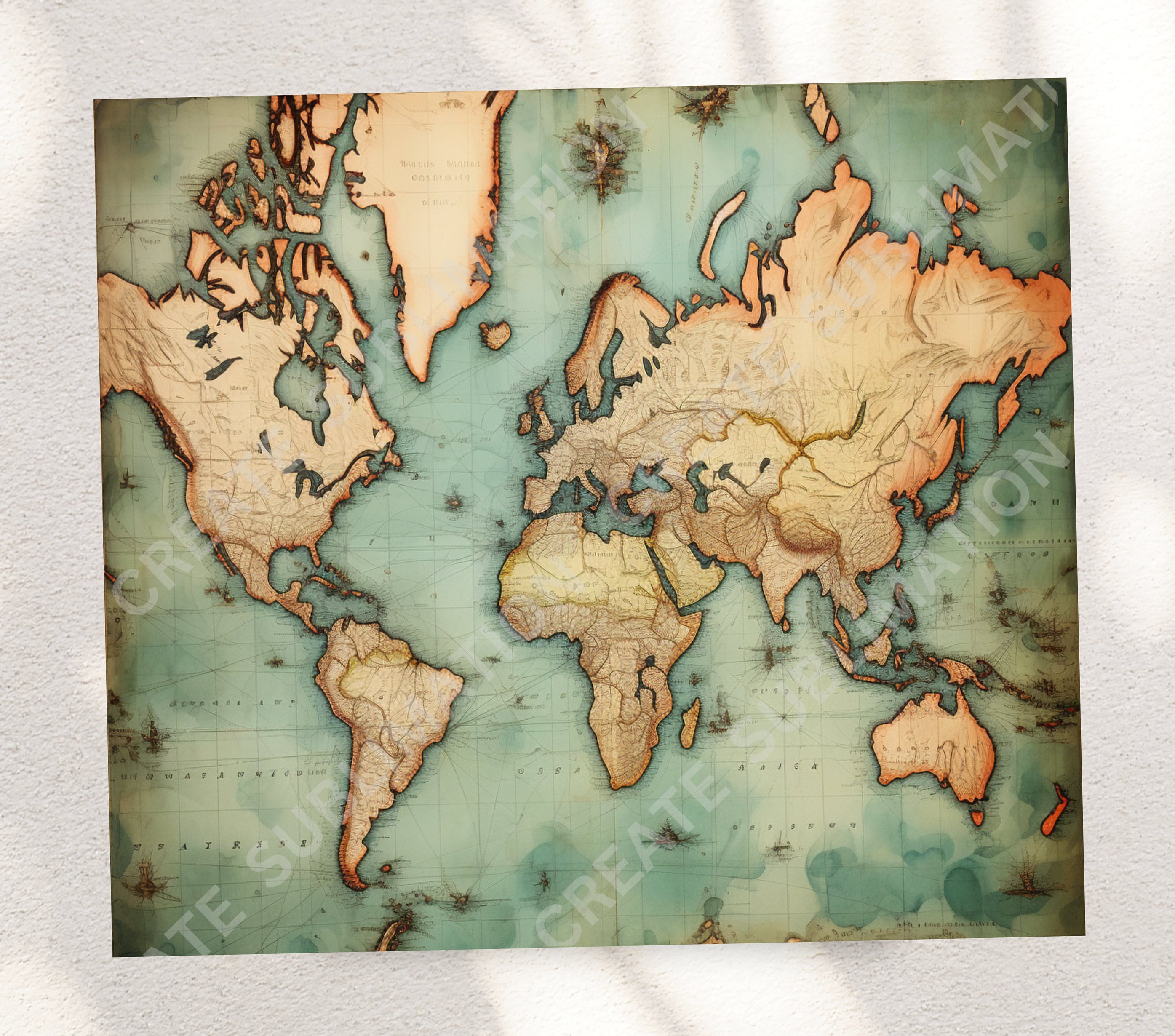 Tumbler Sublimation Designs PNG File Digital Download 20 Oz Skinny Map ...
