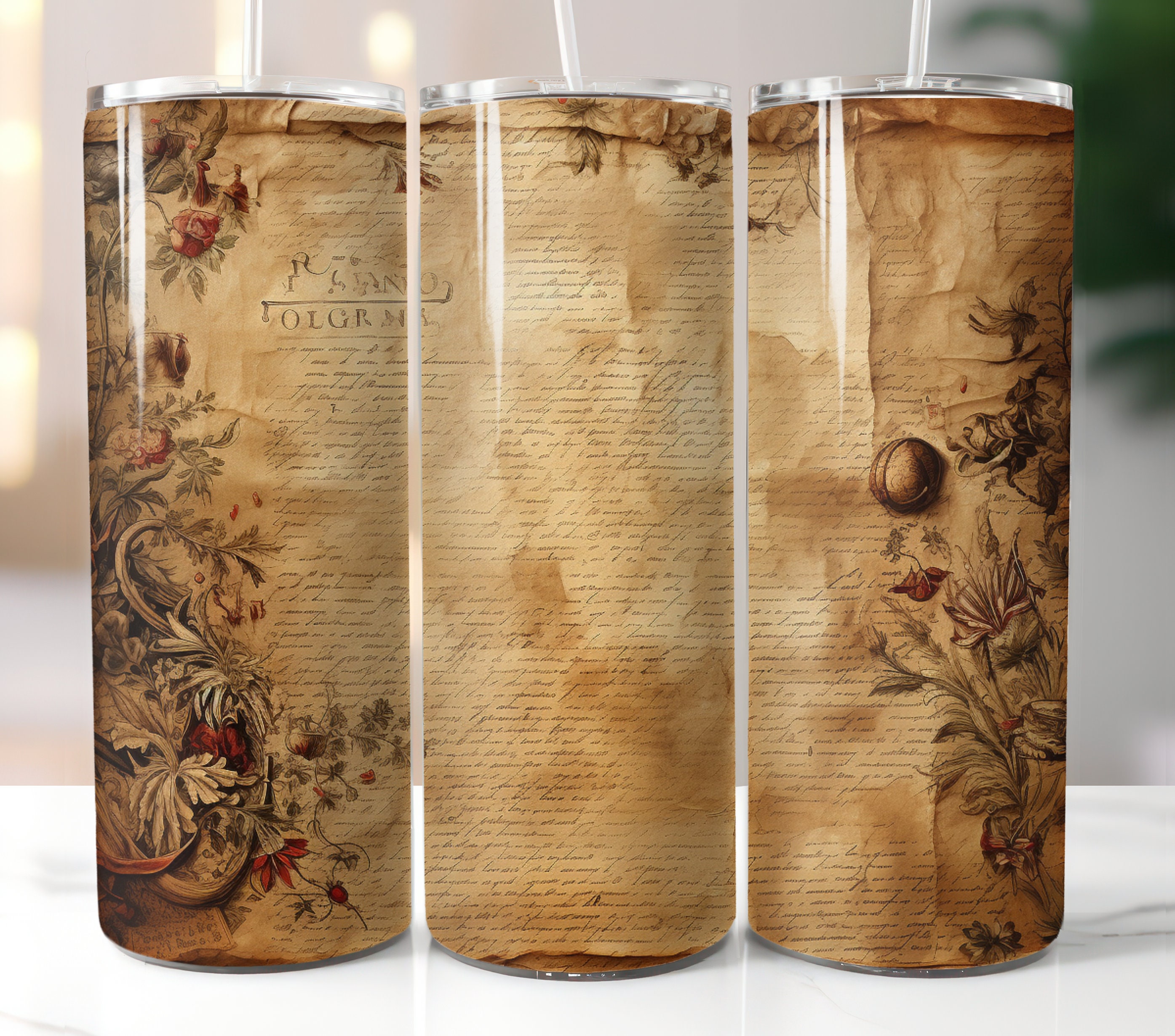 Old World Paper Wrap Tumbler Design PNG Vintage Paper Journals Old ...