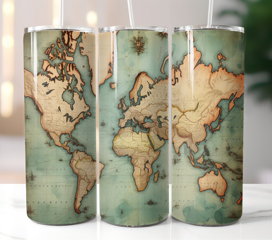 Tumbler Sublimation Designs PNG File Digital Download 20 Oz Skinny Map ...
