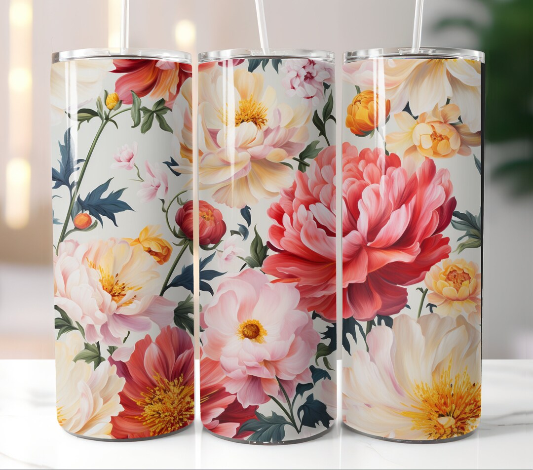 Blumen Becher Sublimation Designs PNG 20 Unzen dünn digitaler Download ...
