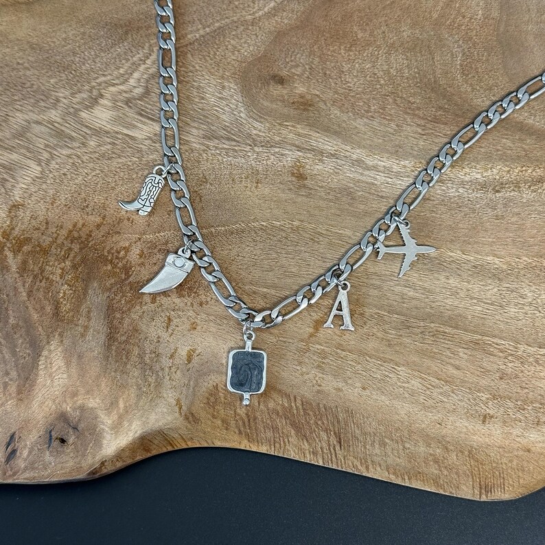 Custom Charm Necklace for Men, Personalized Jewelry Men, Silver Chain ...