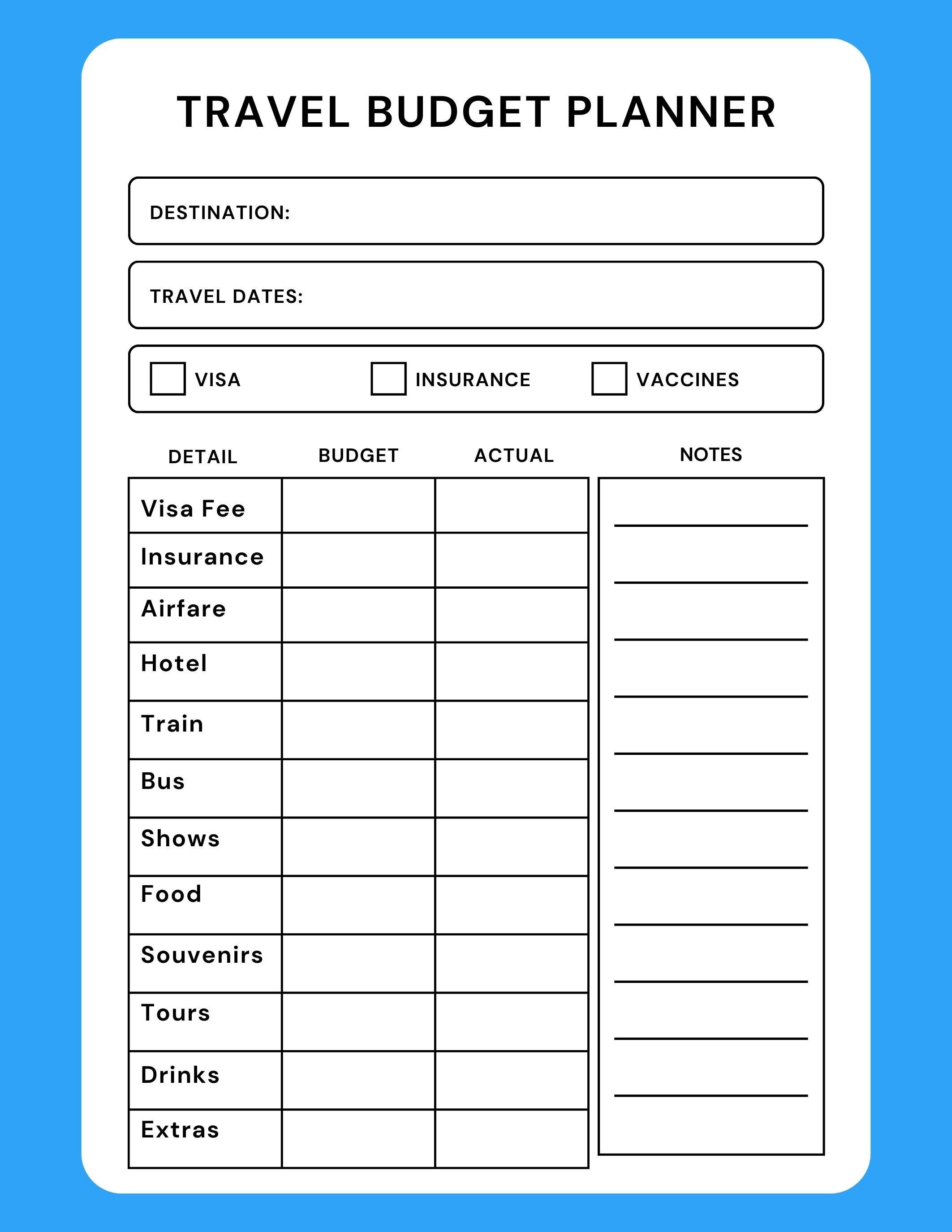 Digital Travel Planner, Ultimate Travel Planner, Travel Organizer ...