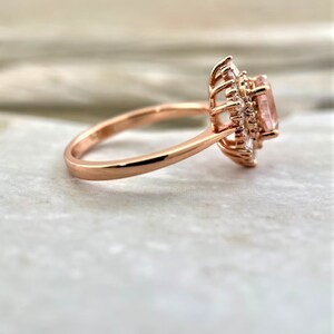 Art Deco Morganite Promise Ring, Peach Vintage Rose Gold Vermeil Ring ...