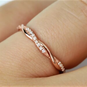 Petite Twist Half Eternity Ring Infinity CZ Wedding Band Twist Vine Engagement Ring Rope Ring Stackable Ring Promise Ring Anniversary Ring Etsy